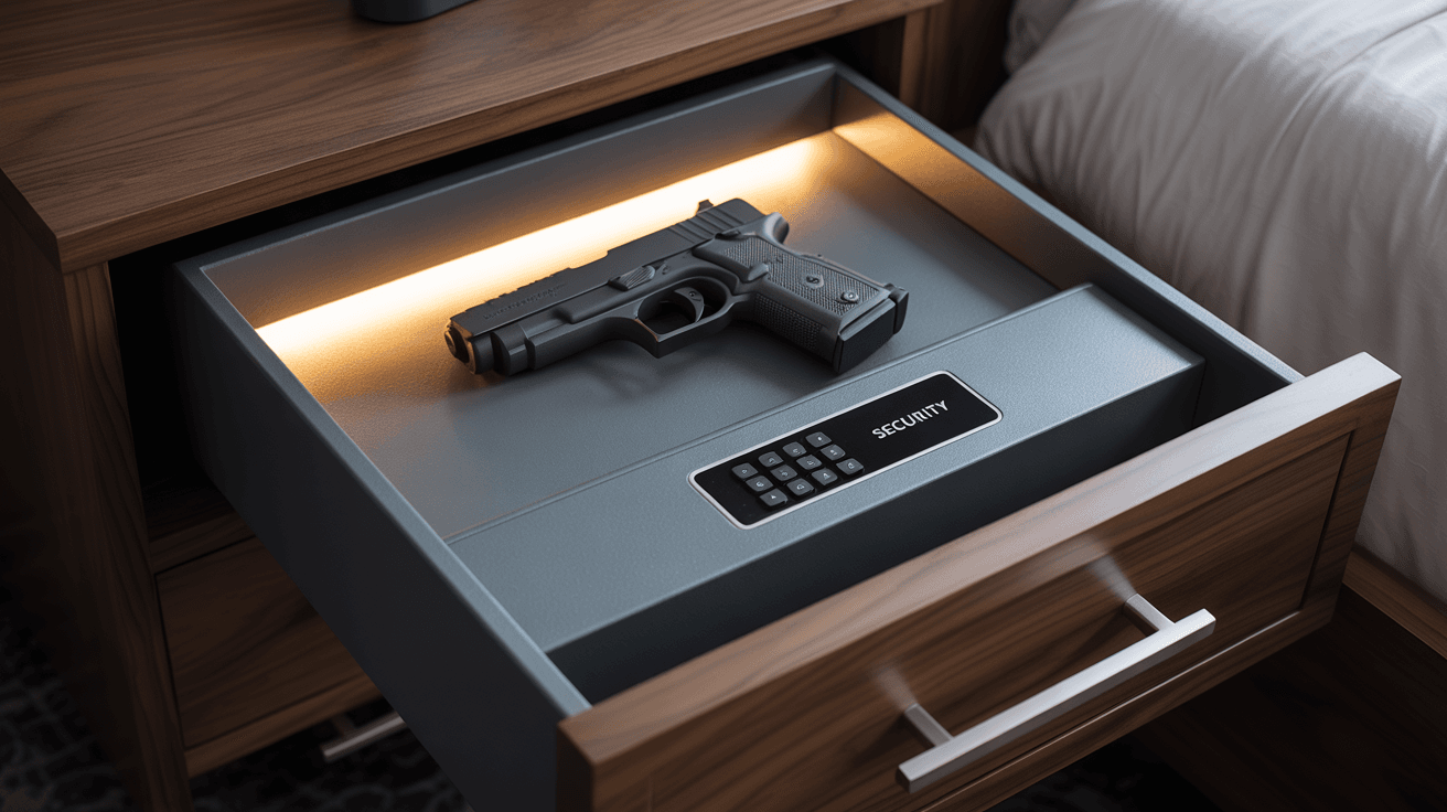 Hidden Gun Safe Boxes for Bedside Drawers and Closets - Jimbosafe